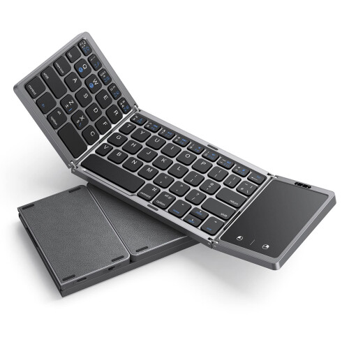 Foldable Bluetooth Keyboard with Upgraded Large Touchpad, Rechargeable ...