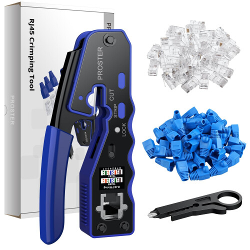 RJ45 Crimp Tool Set All-in-one RJ45 Crimping Tool Kit with 50 PCS CAT6 ...