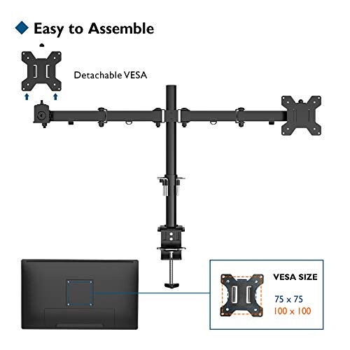 Dual Monitor Mount for 13-27 inch LCD LED Screen, Tilt Swivel Rotation ...