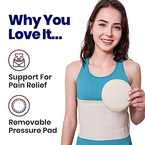 Hernia Belt for Men and Women - Beige Abdominal Binder for Umbilical Hernias & Navel Belly ...