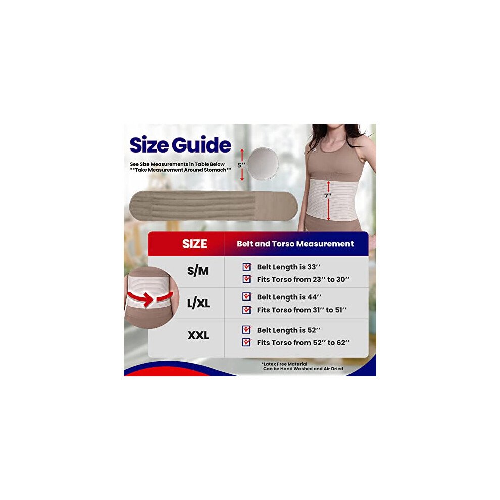 Hernia Belt for Men and Women - Beige Abdominal Binder for Umbilical Hernias & Navel Belly ...