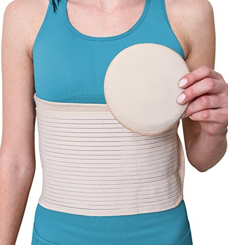 Hernia Belt for Men and Women - Beige Abdominal Binder for Umbilical Hernias & Navel Belly ...