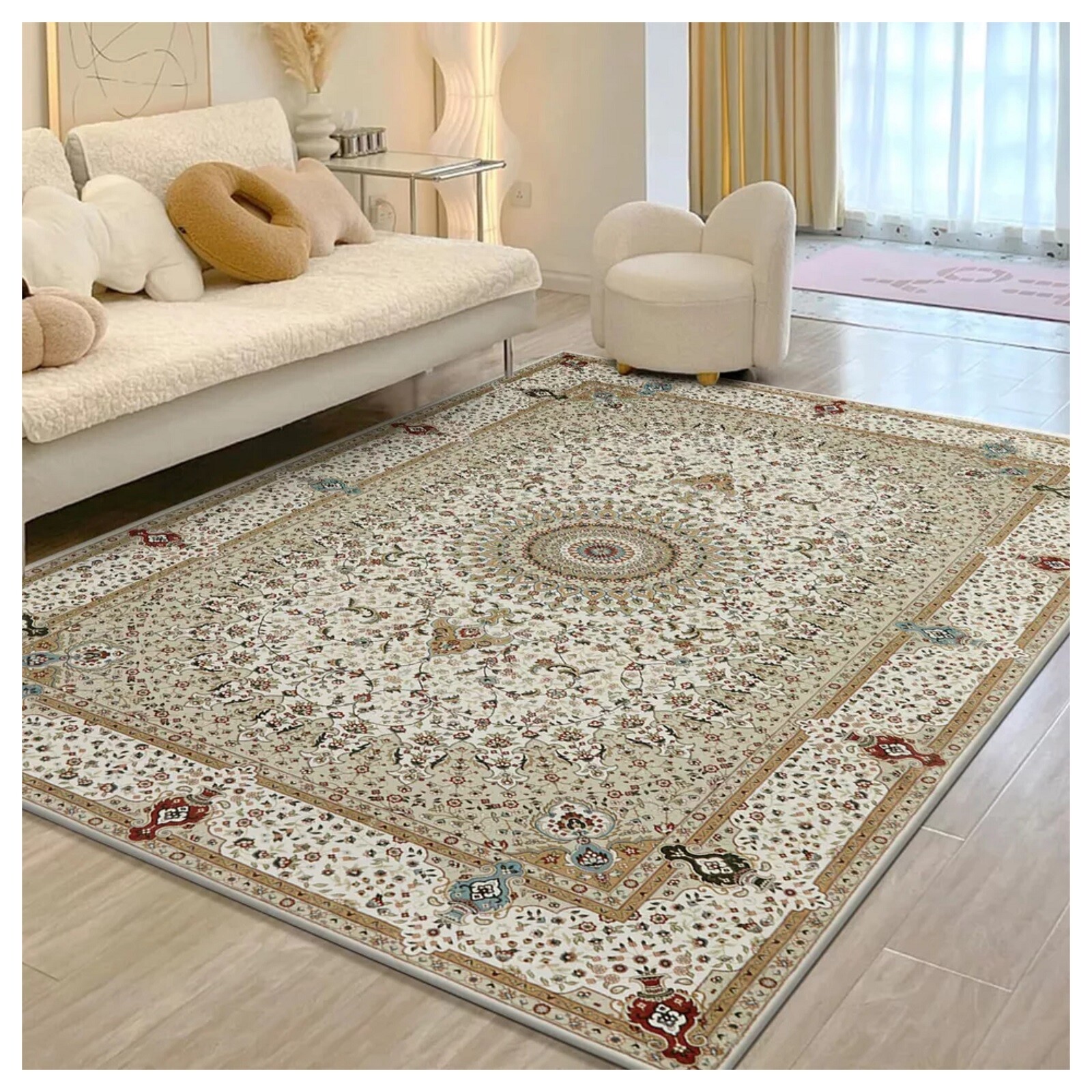(120 x 170 cm 4 ft x 5 ft 6 in, WILLOW BEIGE- CASHMERE RUG) Large Rugs ...