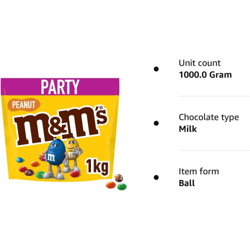 M&M'S Peanut Milk Chocolate Party Bulk Bag, Chocolate Gift & Movie ...