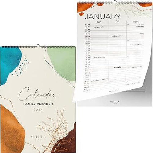 Calendar 2024 Modern Wall Calendar - Monthly 2024 Calander in A4 ...