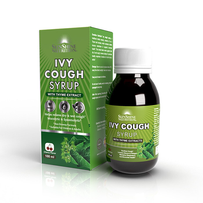Sunshine Nutrition Ivy Cough Syrup 100Ml Cough Relief, Mucus Reduction ...