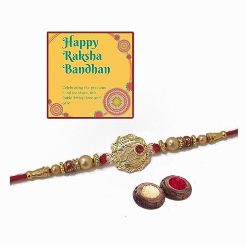 Modern Plated 'Bro' Rakhi With Kundan Stones Message Card Brotherly Love Quote Raksha Bandhan ...