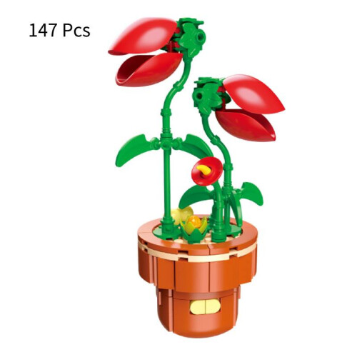 (Carnivorous Plant) Mini Brick Plant Pot Model Diy Kit Building Blocks ...