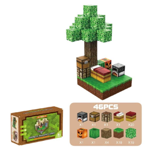 (Tree) Magnetic Minecraft Building Blocks Set Diy Kit Construction Toys ...