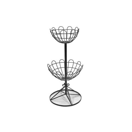 Plant Stand 85 cm Tall Two Tier Jardiniere Planter Steel Black Garden ...