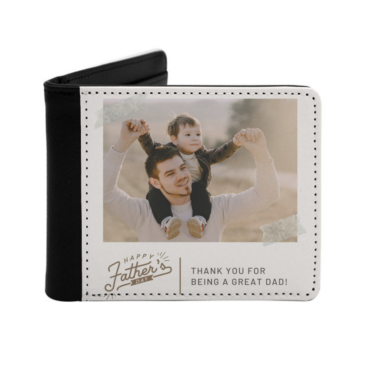 (Earthy Modern Simple Happy Father's Day Dad) Custom Leather Bifold ...