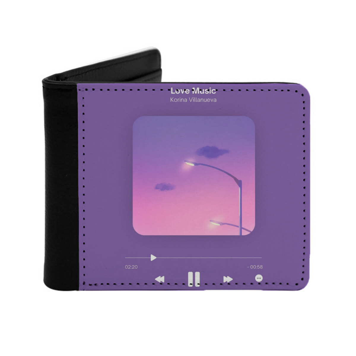 (Purple Minimalist Modern Music) Custom Leather Bifold Wallets ...