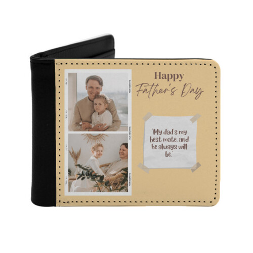 (Beige Happy Father's Day) Custom Leather Bifold Wallets Personalized ...