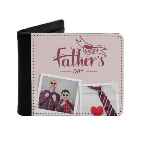 (Peach Minimalist Happy Father's Day) Custom Leather Bifold Wallets ...