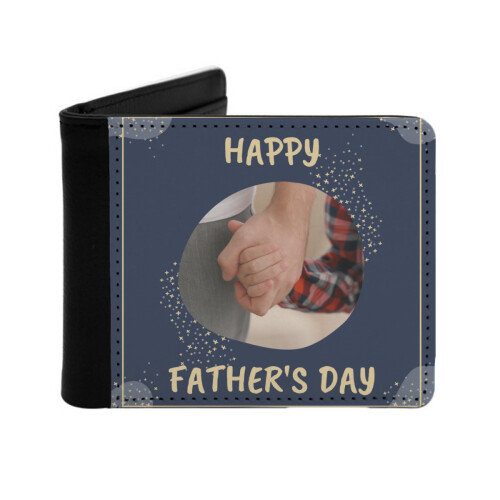 (Navy Modern Happy Father's Day) Custom Leather Bifold Wallets ...