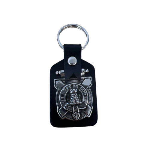MacNaughton Clan Crest Pewter & Leather Keyring Key Fob on OnBuy