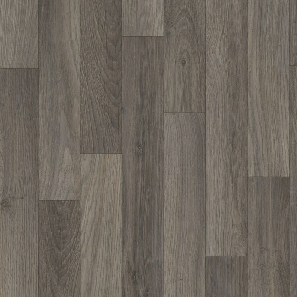 (Dark Grey 1, 2m(6'6") X 3m(9'9")-6m²) Wood Effect Lino Flooring Sheet Vinyl Flooring for ...