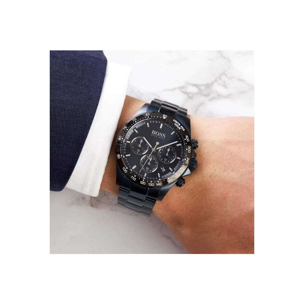 NEW HUGO BOSS 1513758 HERO SPORT MENS WATCH STAINLESS STEEL BLUE TONE ...