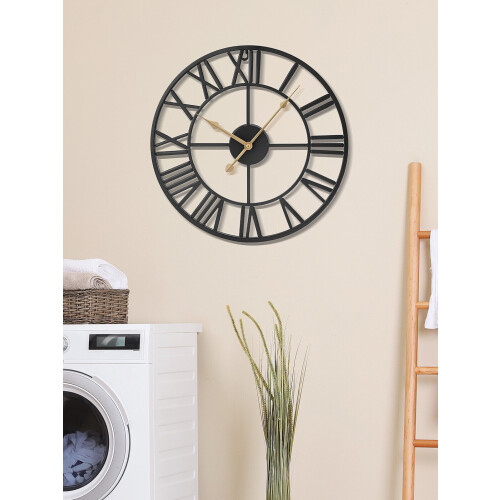 Roman Numerals Wall Clock Metal Large Wall Clocks on OnBuy