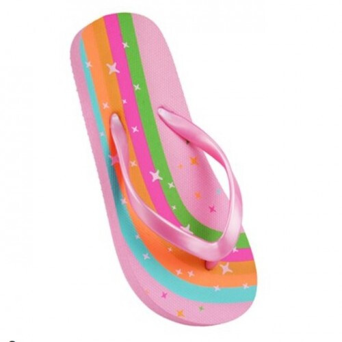 (UK Child 13/1 UK, Pink) Sand Rocks Girls Rainbow Flip Flops on OnBuy