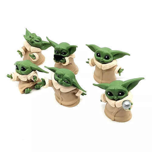 5pcs Star Wars Mandalorian Baby Yoda Grogu 2" Action Figure Cake Topper ...