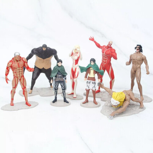 8pcs Anime Attack on Titan Ackerman Eren Levi Titan Action Figure Toy ...