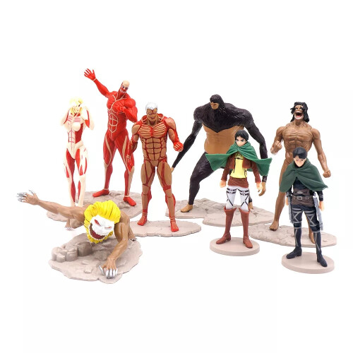 8pcs Anime Attack on Titan Ackerman Eren Levi Titan Action Figure Toy ...