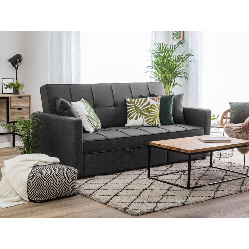 (Dark Grey) Malthe 3 Seater Linen Sofa Bed on OnBuy