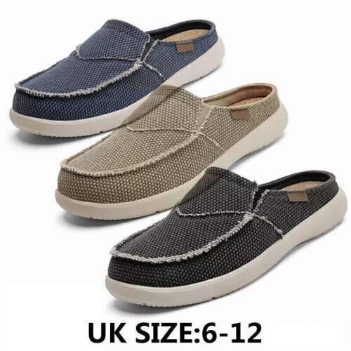 UK Mens Soft Padded Casual Comfy Canvas Slip On Lightweight Outdoor Shoes Size