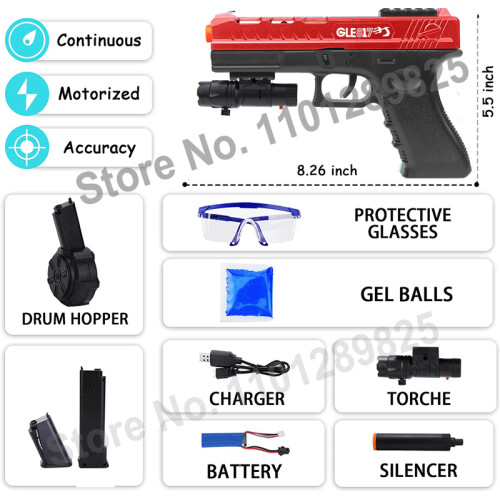 (Glock Red B) 2023 Electric JM X2 Glock Gel Blaster Desert Eagle ...