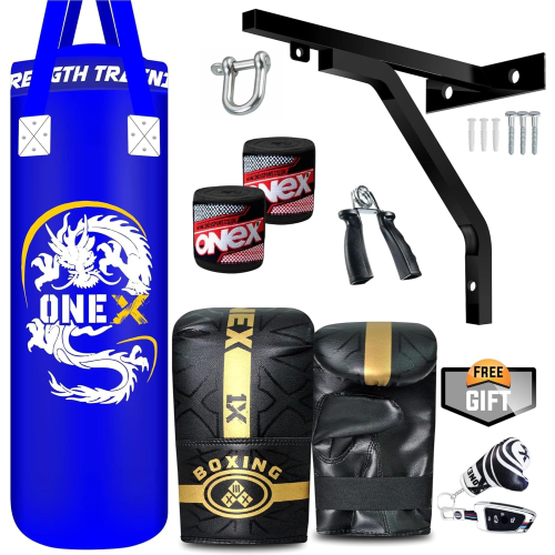 (Blue) Boxing Bag 3ft Junior Kickboxing Set on OnBuy