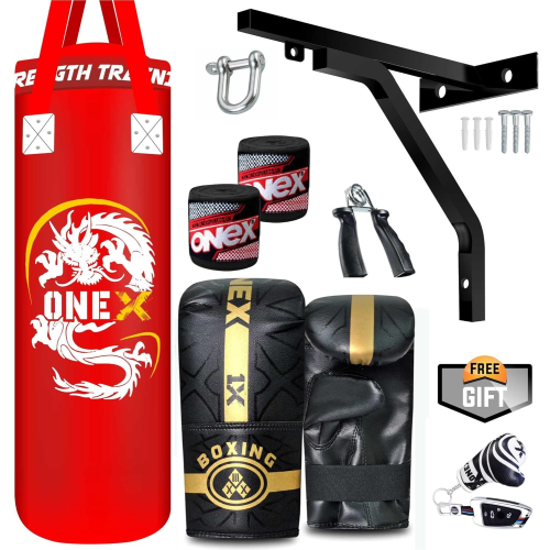 (Red) Boxing Bag 3ft Junior Kickboxing Set on OnBuy