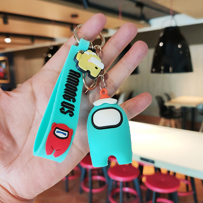 (Blue) Cartoon Style Among Us Keychains Pvc Space Imposter Key Rings ...