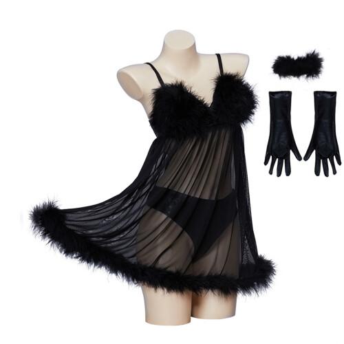 (S) Austin Powers Fembot Cosplay Black Slip Dress Suit on OnBuy