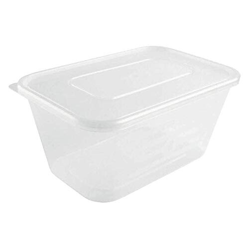 100 Pack Plastic Food Storage Containers - 650 ml Transparent Plastic ...