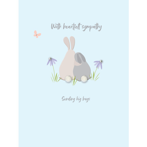 Sympathy Sending Big Bunny Hugs Hand-Finished Cute Sympathy Greeting ...