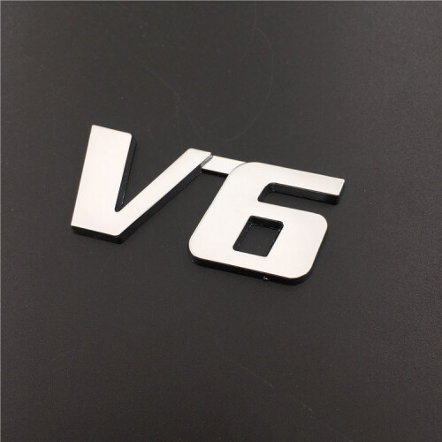 (Chrome V6) 3D Metal V8 Logo V6 Emblem Letters Car Fender Trunk Badge ...