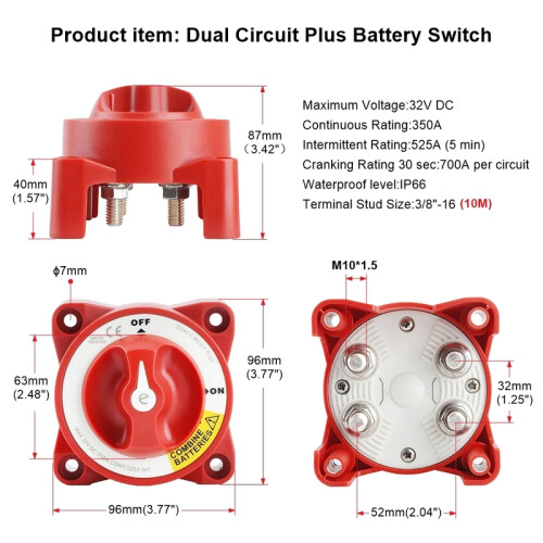 (Dual Circuit Plus) CNSPEED Battery Rotary car switch Isolators W ...