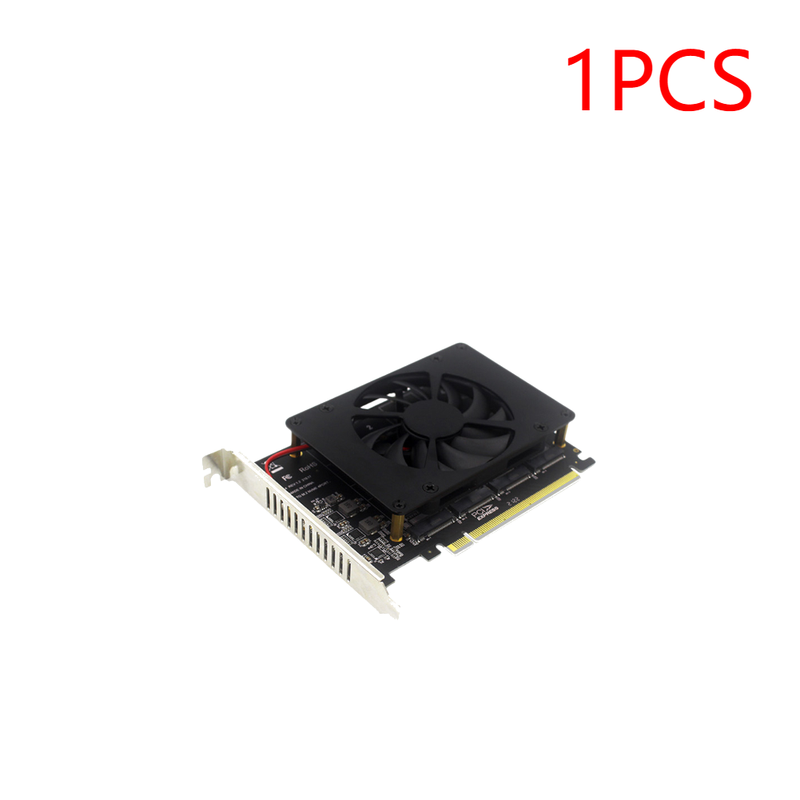 (1 PCS) 4 Disk M.2 NVME RAID PCI EX16 Adapter Card with Heat Sink PCIE4 ...
