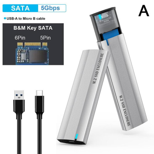 (A) Aluminum M.2 To USB NVMe SATA SSD Enclosure Reader Solid State Drive Enclosure USB3.1 TypeC ...