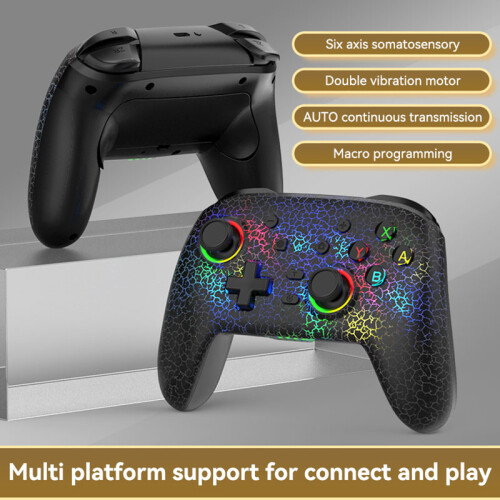 (S09 Black) Wireless Controller for Nintendo Switch/Android Six Axis Turbo Function Programmable ...
