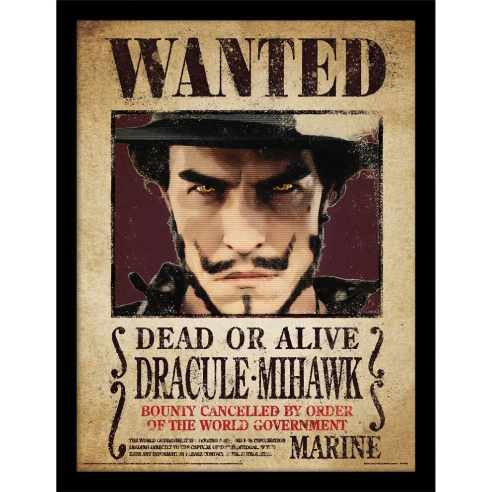 One Piece Live Action (Mihawk Wanted Poster) Framed 30 x 40cm Print on ...