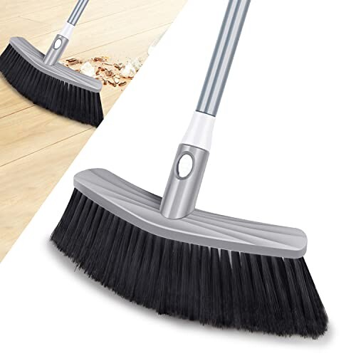 Broom Indoor Sweeping Broom Brush with Long Handle, UMAYCOOL Kitchen Broom Indoor Floor Brush ...