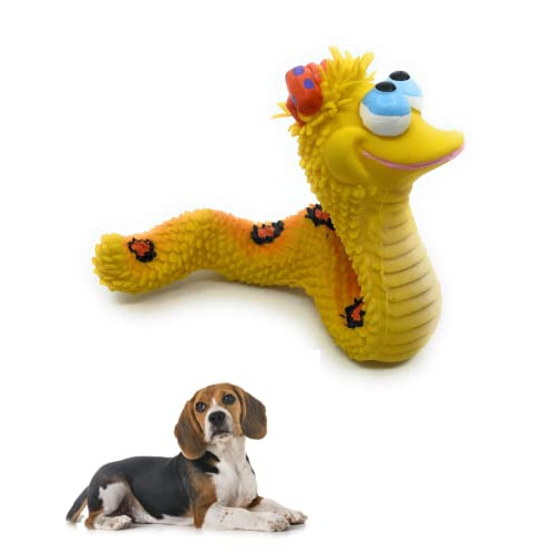 Smiley Snake Sensory Squeaky Rubber Dog Toy for Small & Medium Dogs ...