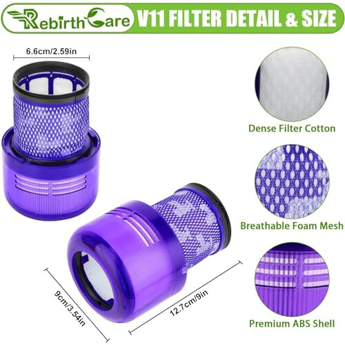 Rebirthcare 3 pack v11 filter for dyson v11 filter replacement, v11 ... Rebirthcare 3 pack v11 filter for dyson v11 filter replacement, v11 ...