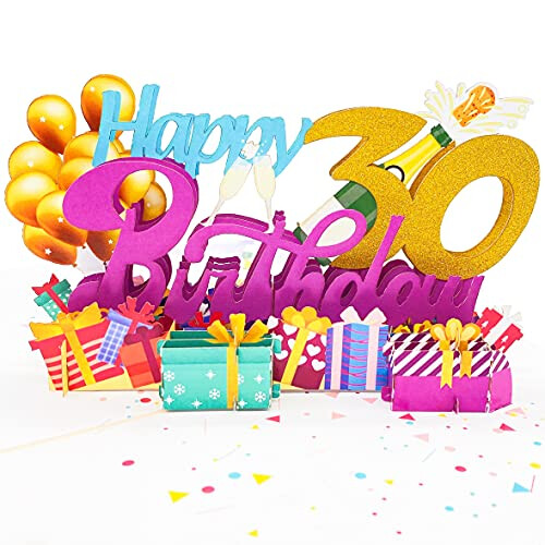 Liif Happy 30th Birthday 3D Greeting Pop Up Card, 30th Birthday Card For Him, Her, Women, Funny ...