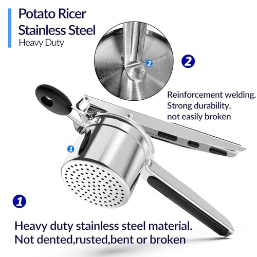SPEENSUN Potato Ricer,potato mashers,Heavy Duty Potato Masher with 3 ...