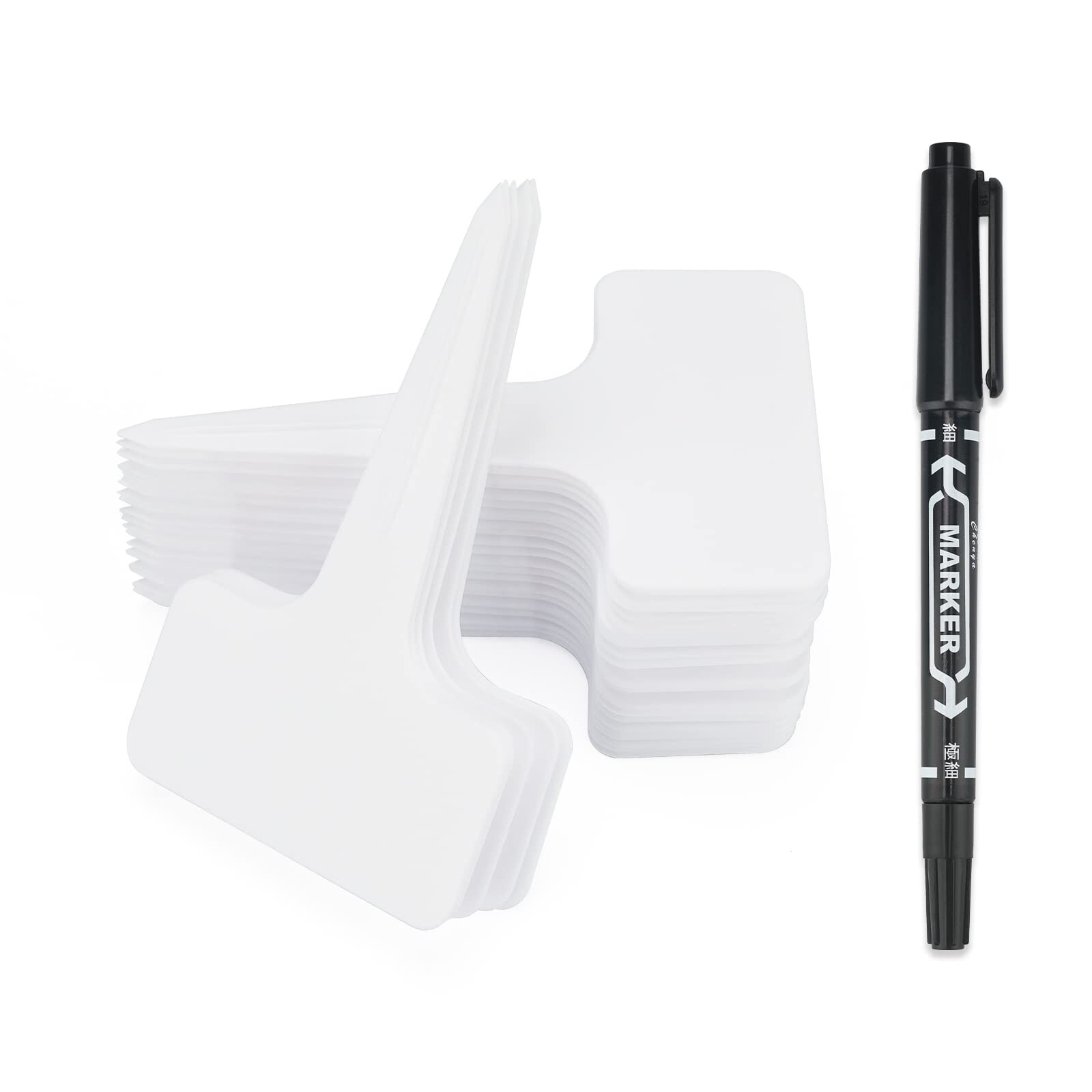 KINGLAKE Thick Plastic Plant Labels and Pen, 100Pcs Plant Markers ...