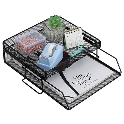 PLSOPPKG Stackable Paper Tray Mesh in Trays for Desk, 1-Tier Metal Mesh ...