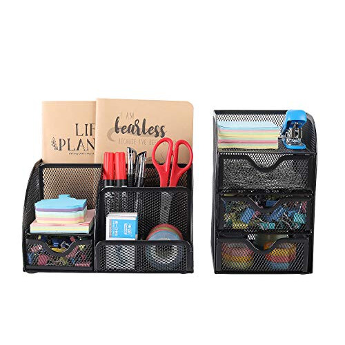 EasyPAG Office Mesh Desk Tidy 2 Piece Organiser Set - Versatile Desktop ...